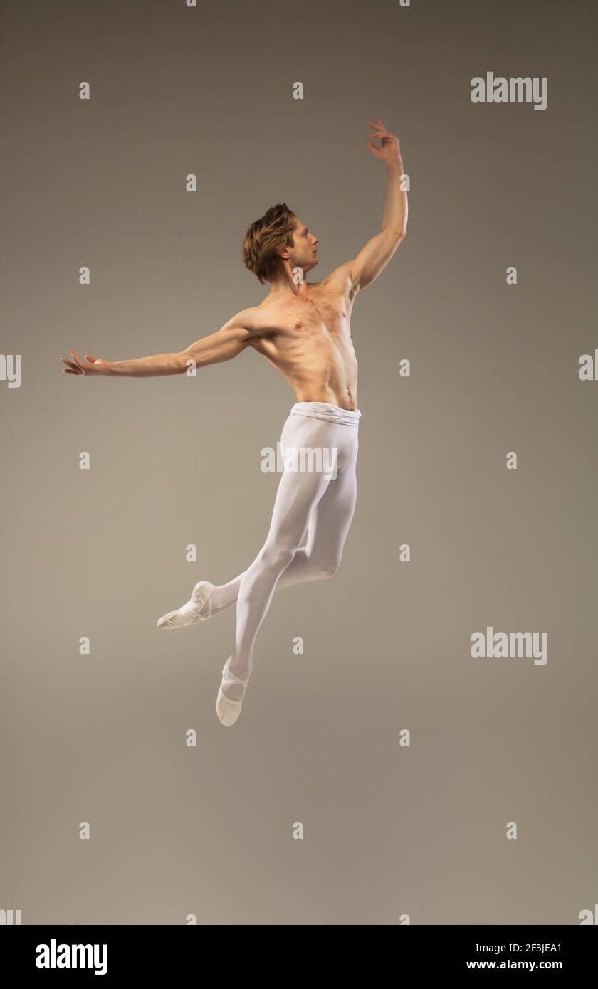 Aesthetic. Young and graceful ballet dancer isolated on studio ...