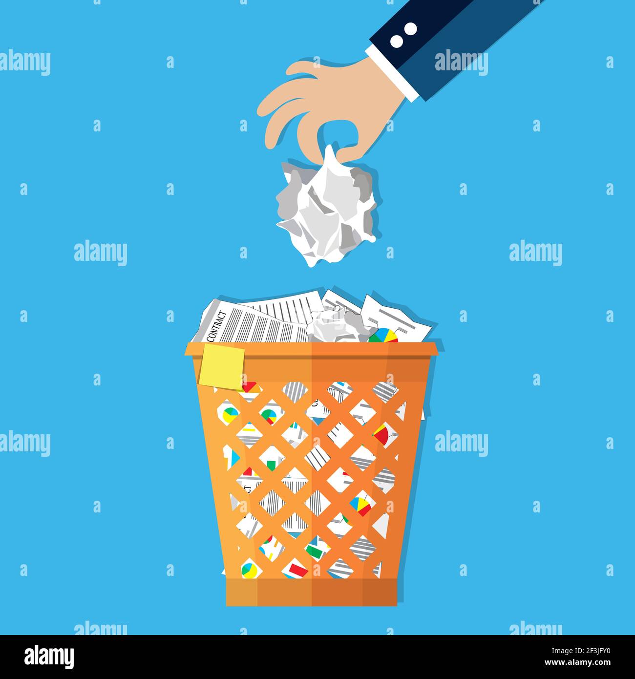 businessman hand put paper in recycle bin Stock Vector Image & Art - Alamy