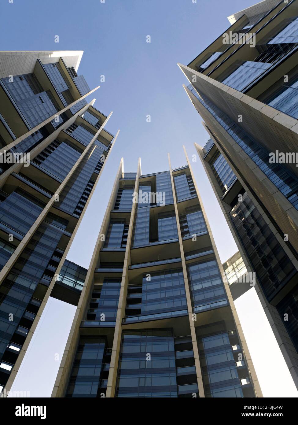 The Troika building, KLCC park, Malaysia, view from ground level ...