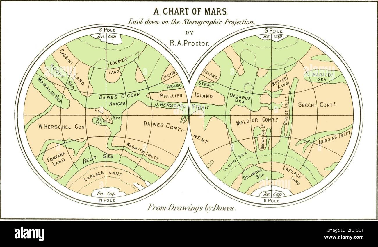 A chart of mars from drawings by dawes Stock Photo - Alamy