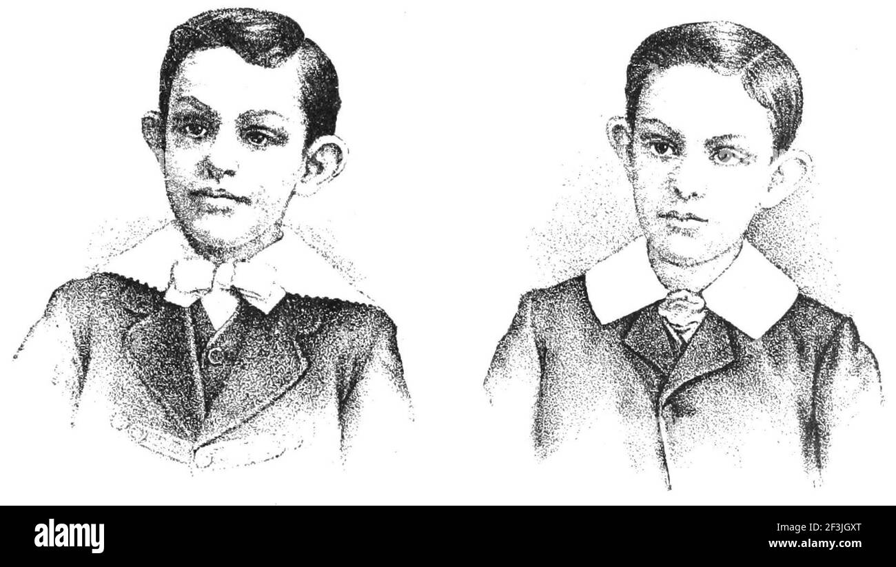 Same boy at the ages of eight and nine years Stock Photo - Alamy