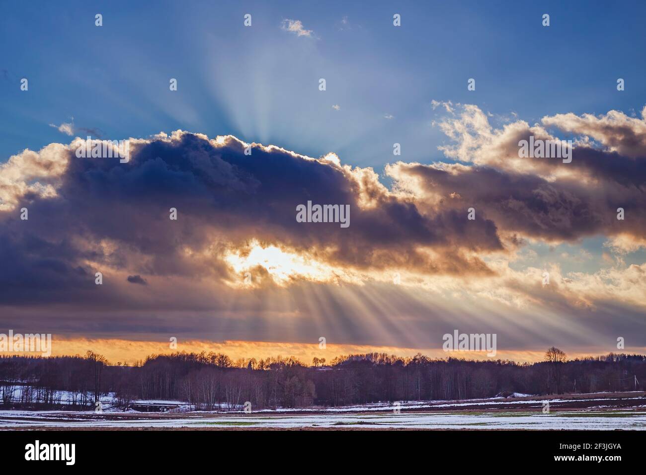 Beautiful sunset over field hay hi-res stock photography and images - Alamy