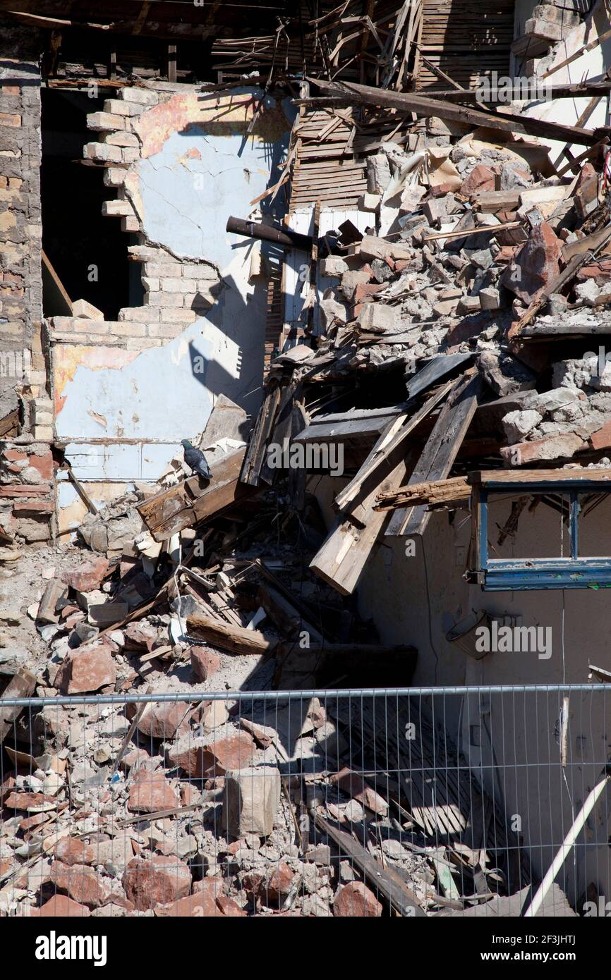 Part demolition of a residential building Stock Photo - Alamy