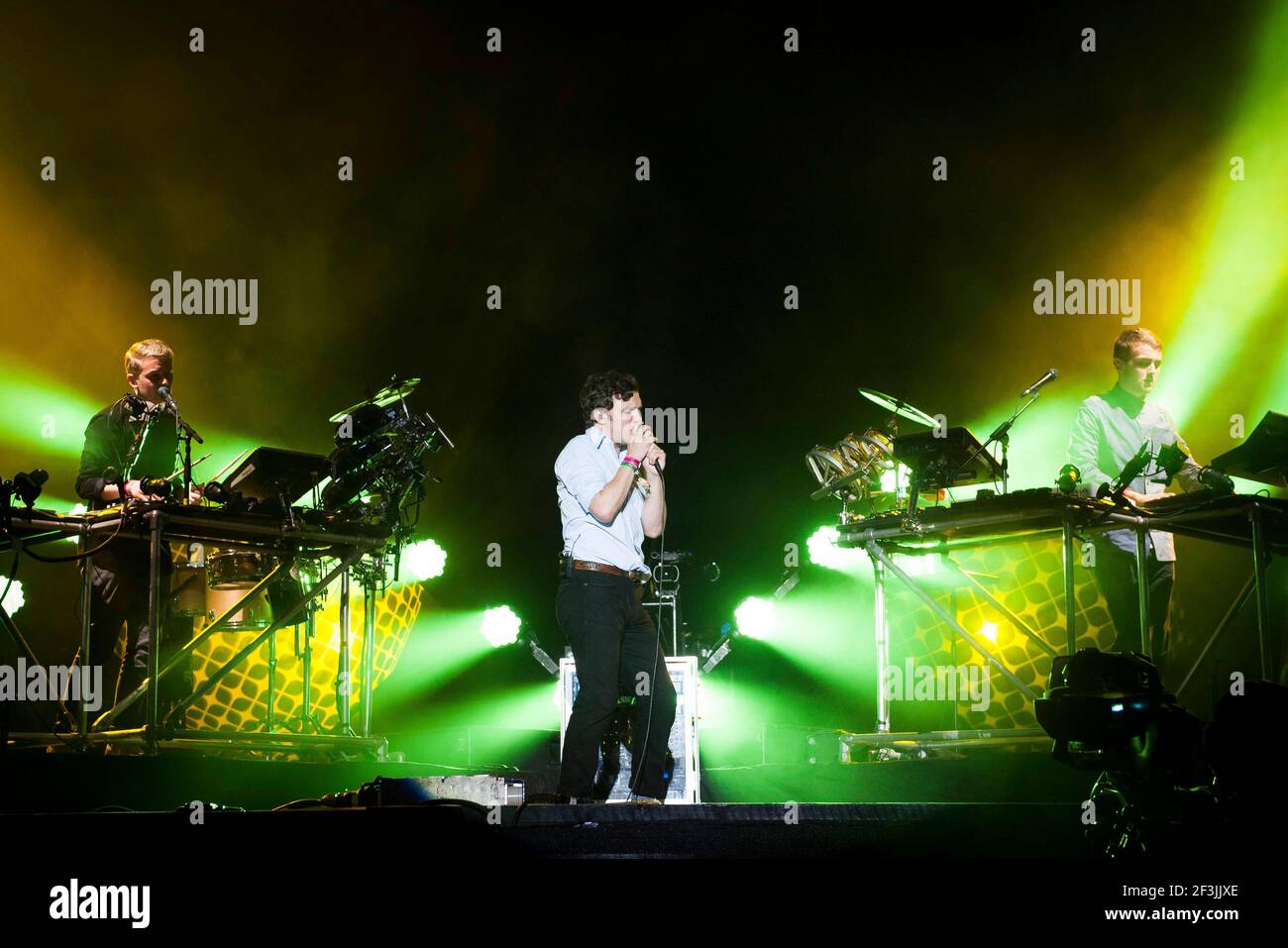 Ed Macfarlane of Friendly fires performs live on stage with Disclosure ...