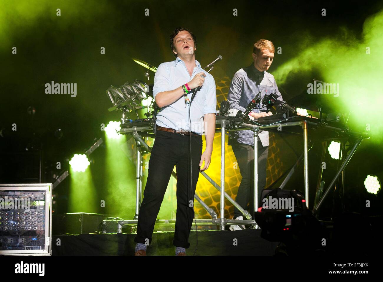 Ed Macfarlane of Friendly fires performs live on stage with Disclosure ...