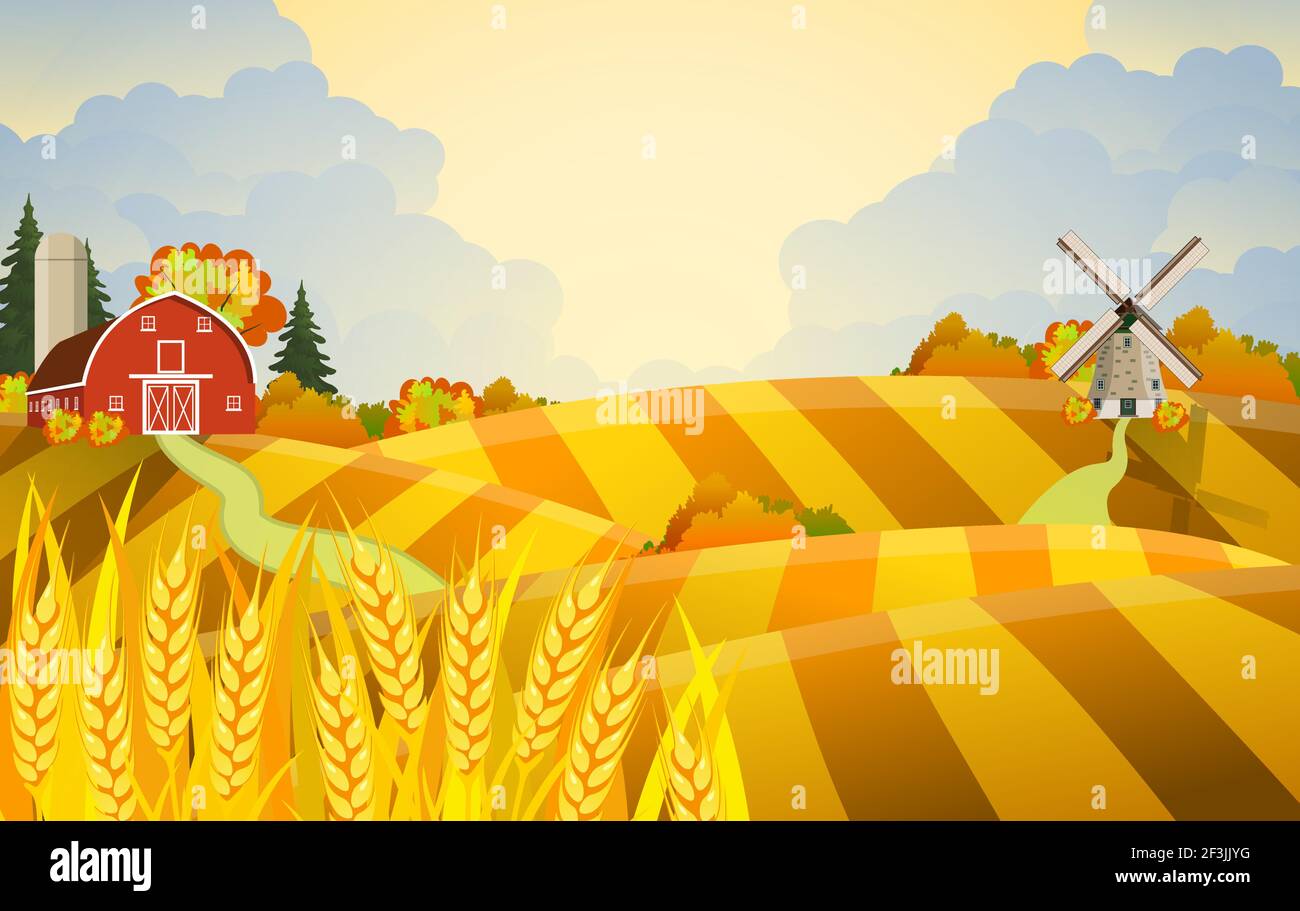 Fall farm scene Stock Vector Images - Alamy