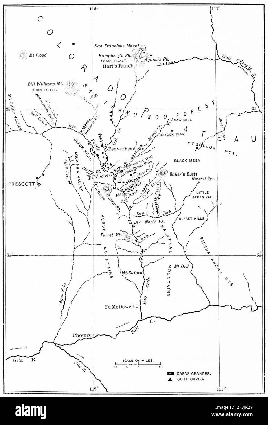 Map of ancient dwellings of the verde valley Stock Photo - Alamy