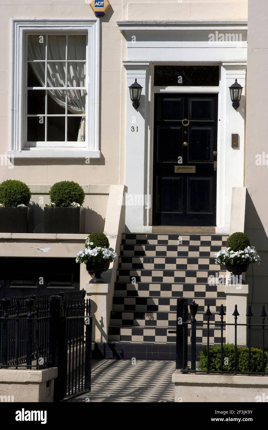 Entrance into a house with black and white checked steps, St John's ...