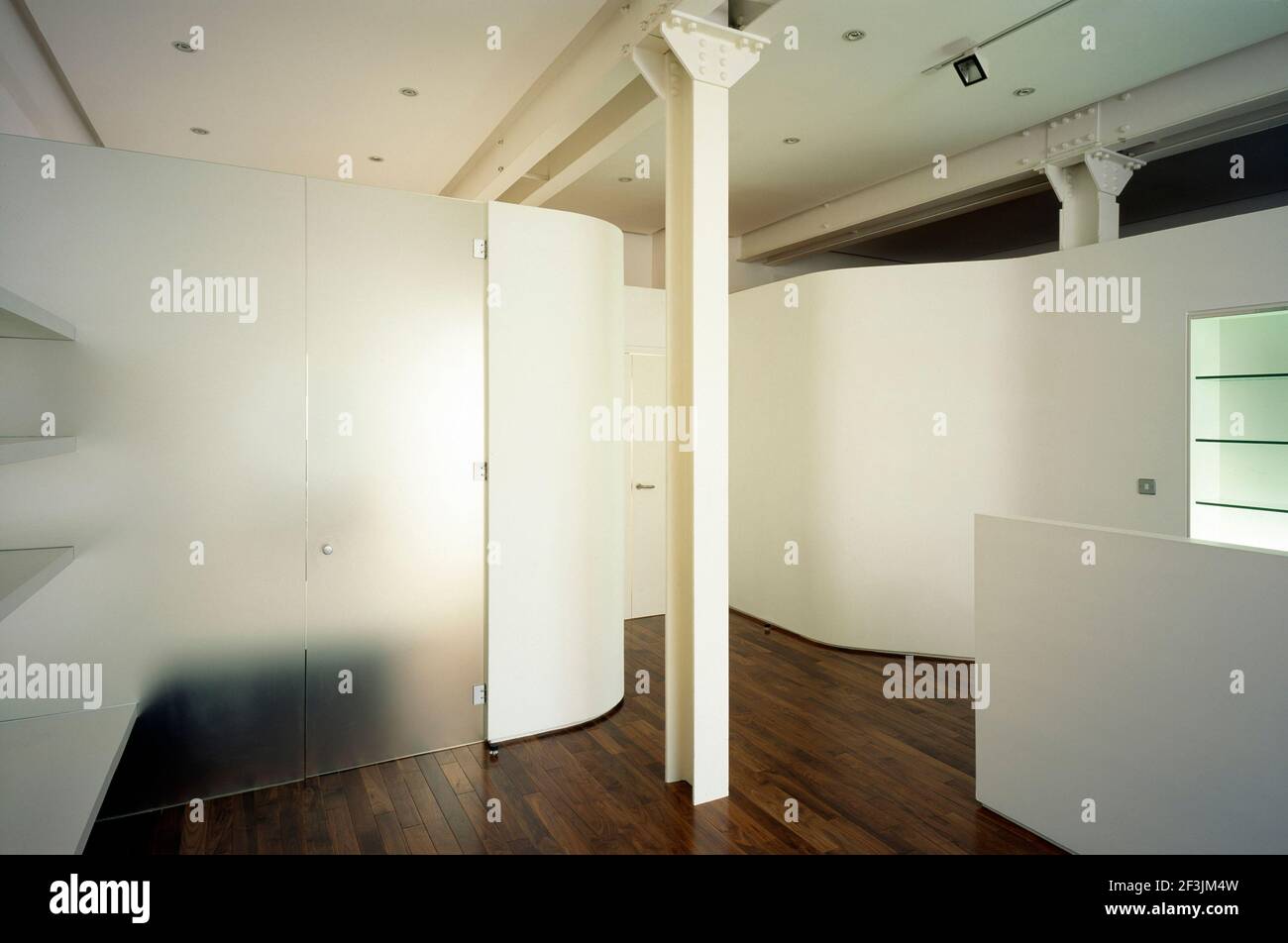 Hallway with dividing screens, Boxworks, Manchester, Greater Manchester ...
