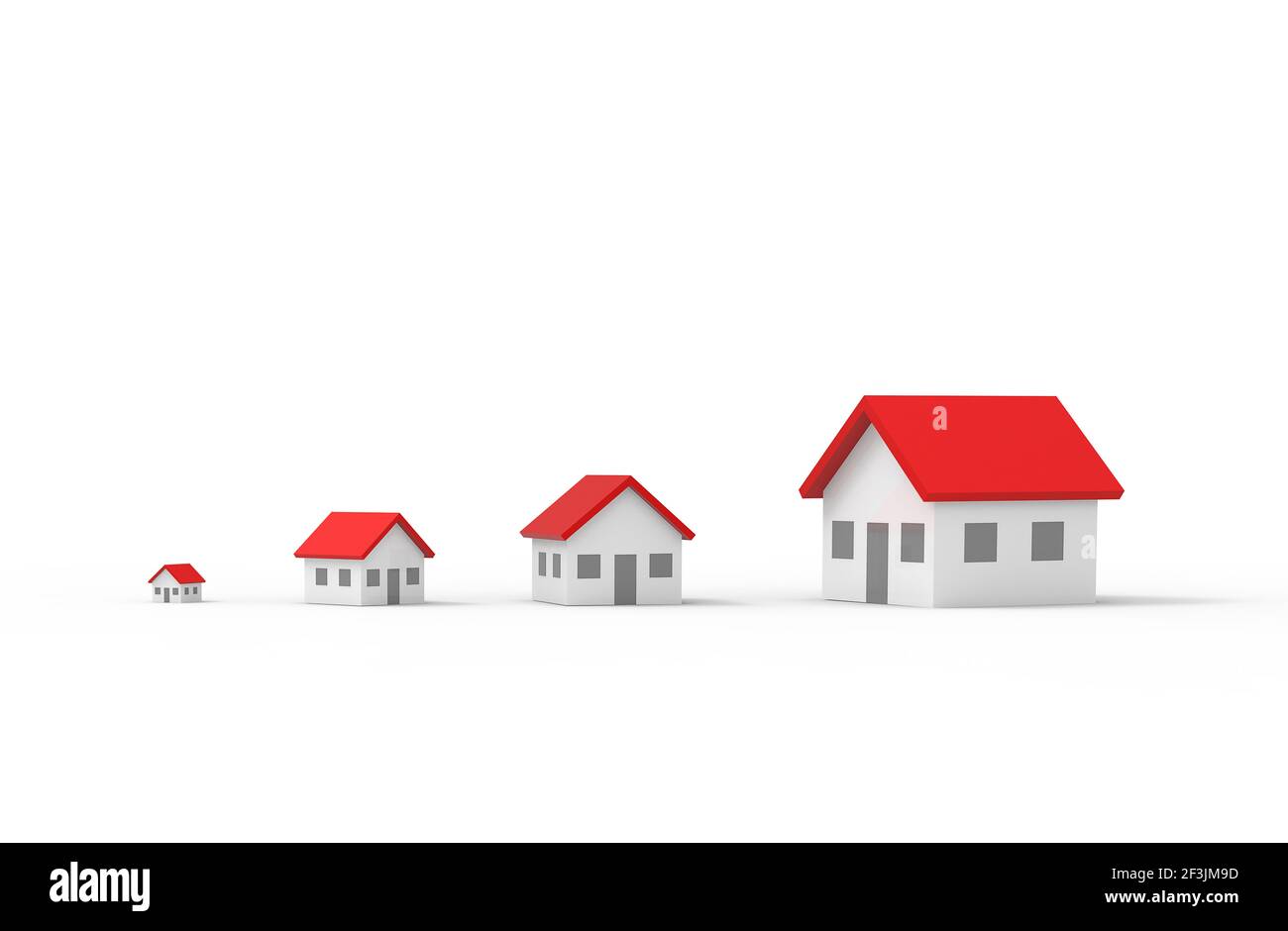 Group of blurred house isolated on white background. 3D Illustration ...