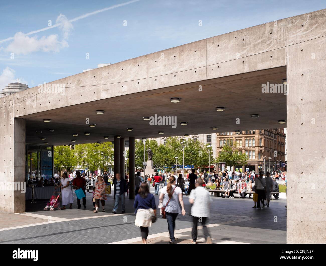 Shoppers visit the urban piazza at Piccadilly Place site, Manchester ...