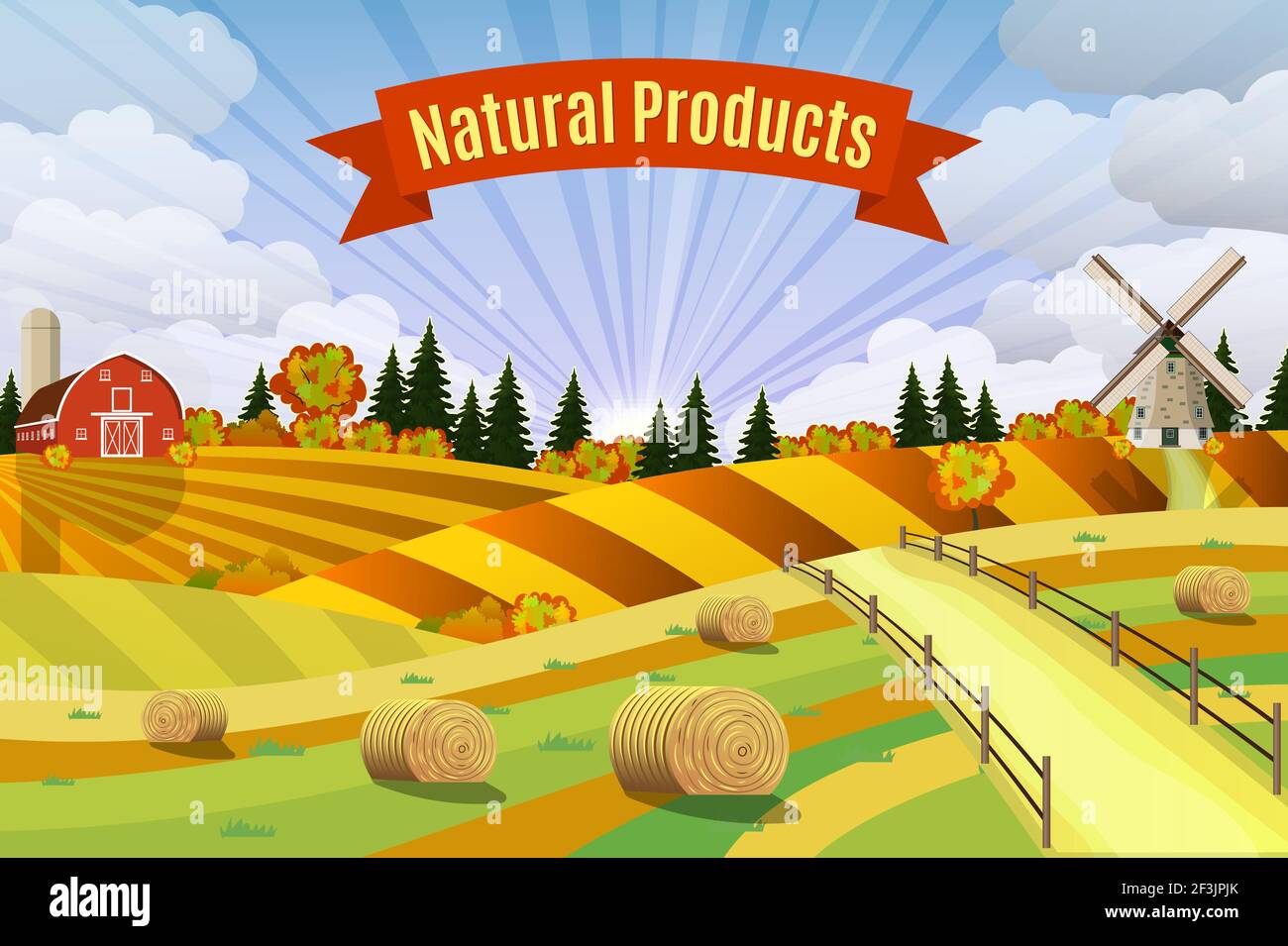 Bale hay on farmland Stock Vector Images - Alamy