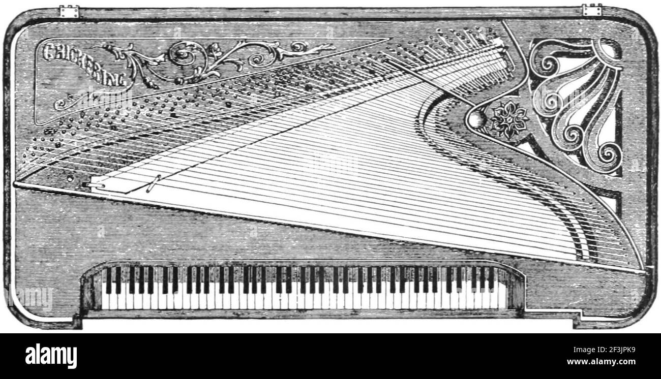 Chickering full solid cast iron piano frame 1849 Stock Photo - Alamy