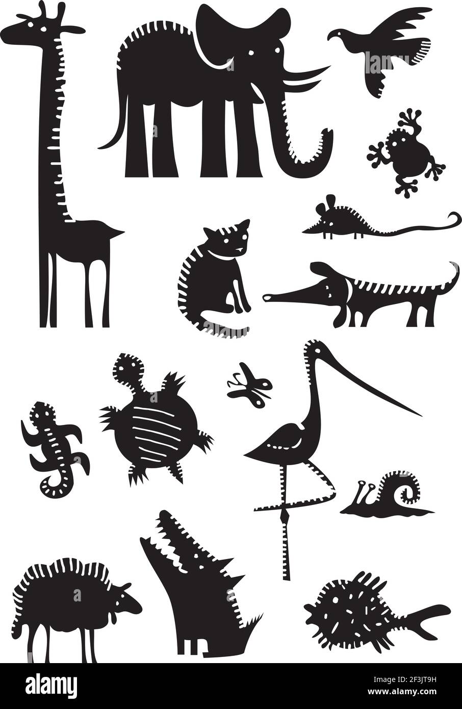 Funny black animals vector illustration Stock Vector Image & Art - Alamy