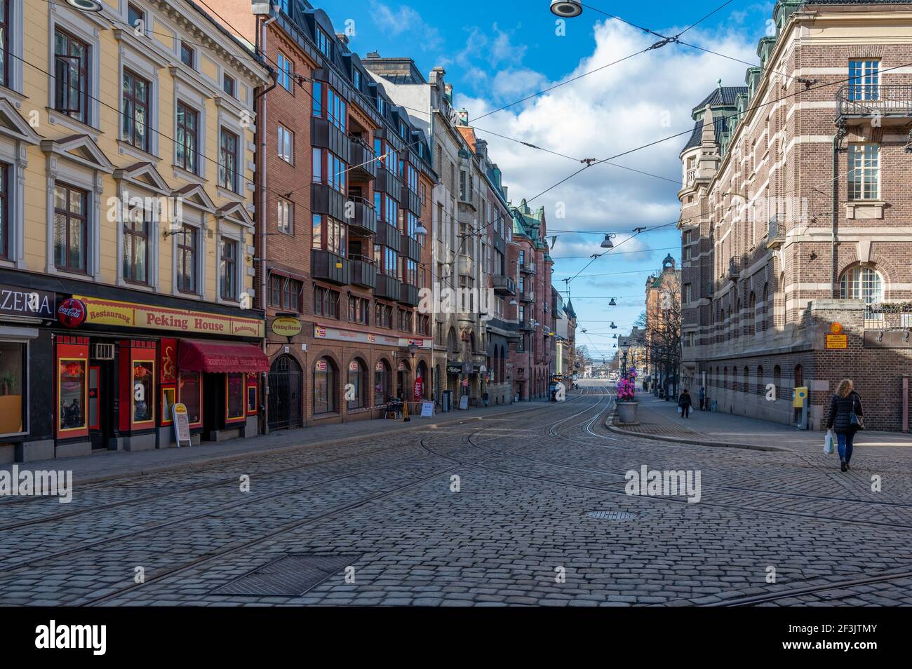 Main street Drottninggatan in the city center of Norrkoping, Sweden ...
