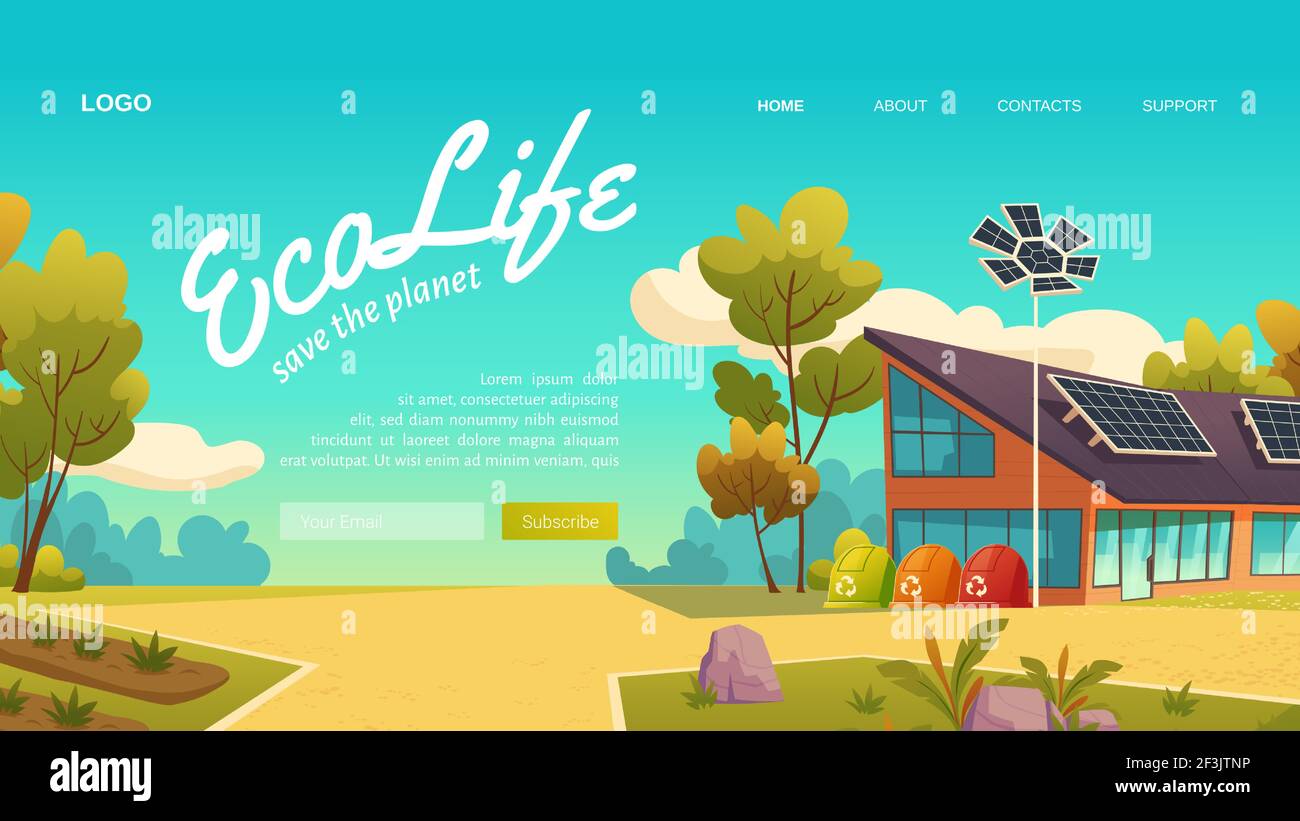 Eco life cartoon landing page, save the planet Stock Vector Image & Art ...