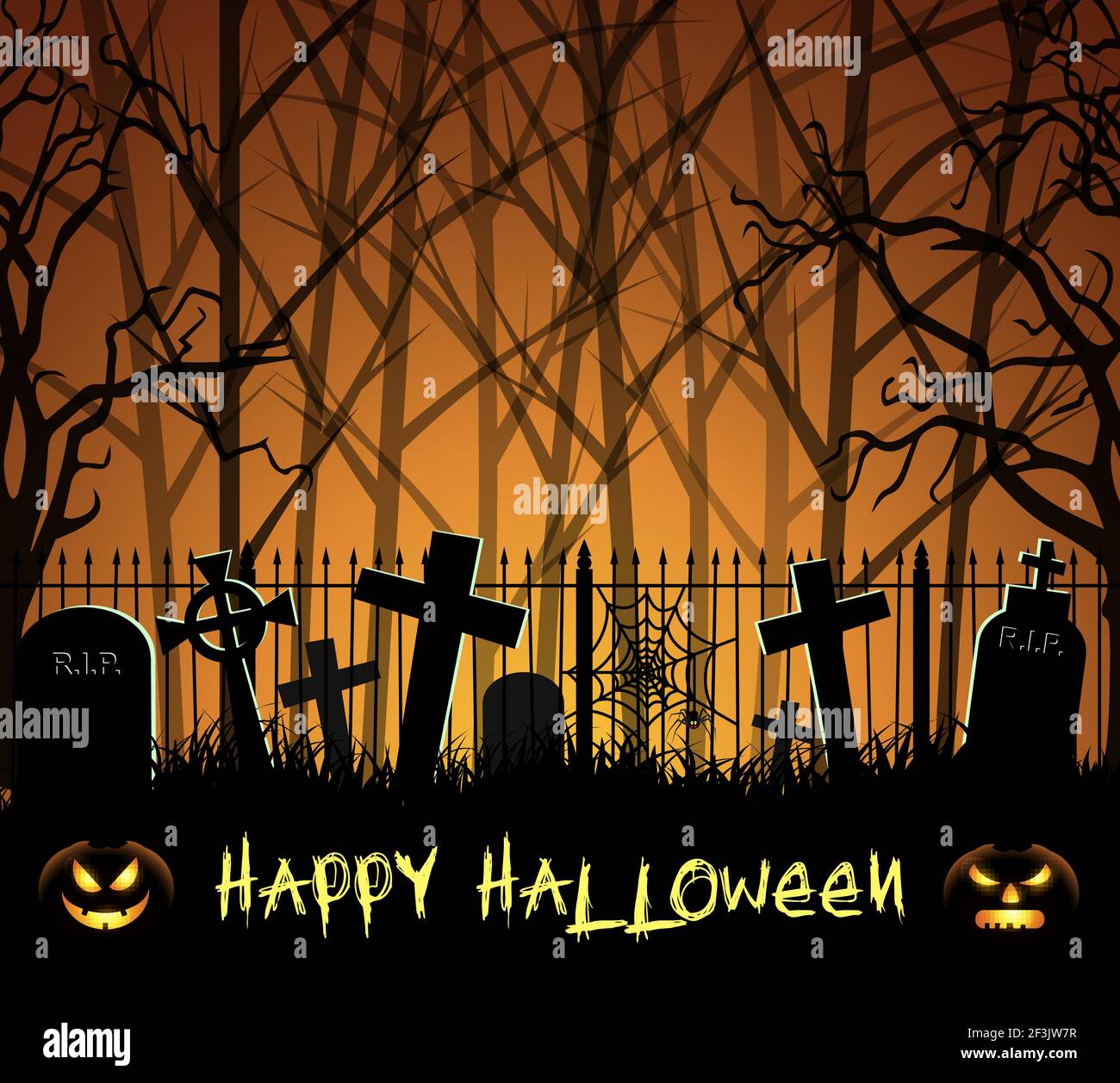 Scary halloween cemetery fog on Stock Vector Images - Alamy