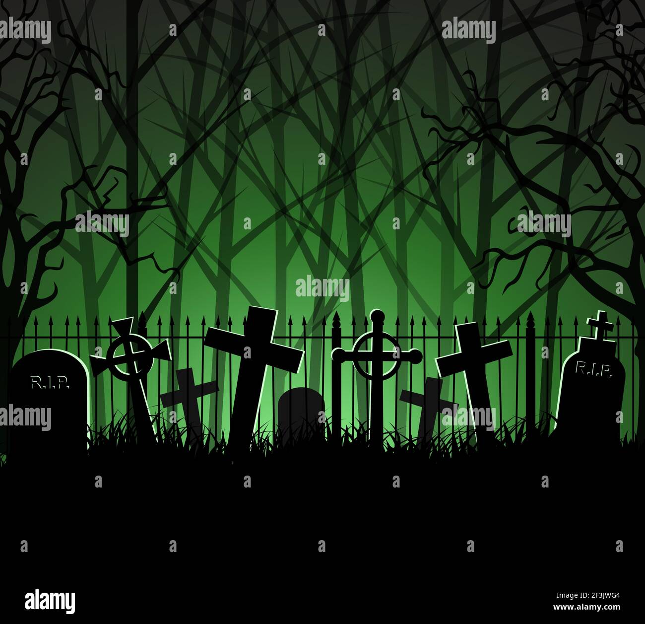 Scary halloween cemetery fog on Stock Vector Images - Alamy