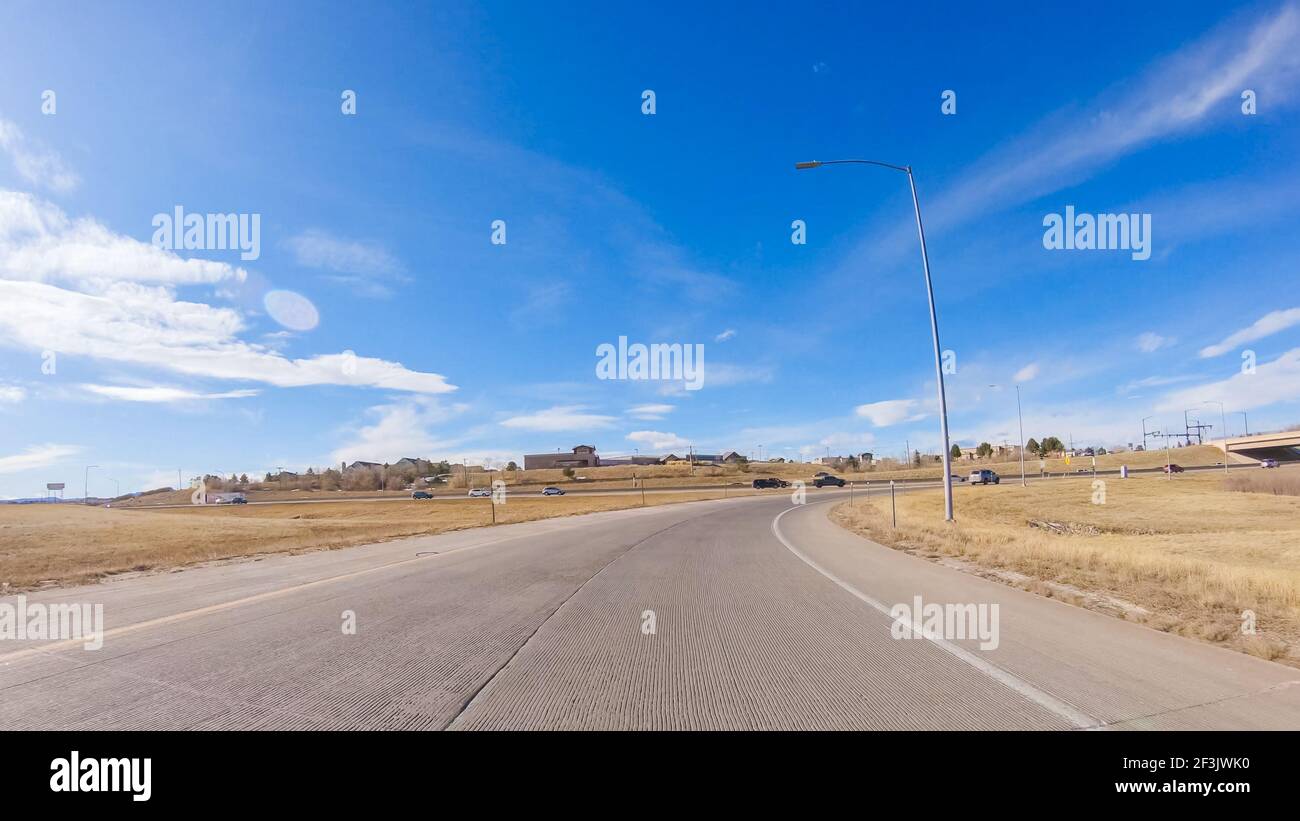 Driving on an interstate highway in suburban America Stock Photo - Alamy