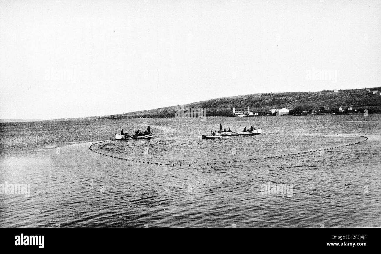 Seine fishing in the Black and White Stock Photos & Images - Alamy