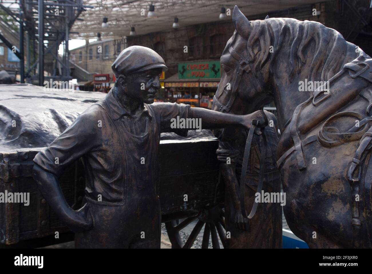 Statues depicting the Old Horse Stables, Camden Lock, London, UK Stock ...
