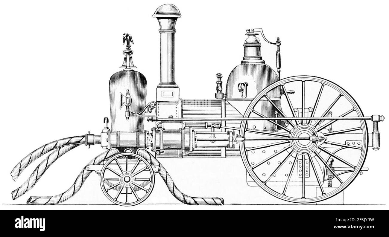 First usa steam fire engine 1840 Stock Photo - Alamy