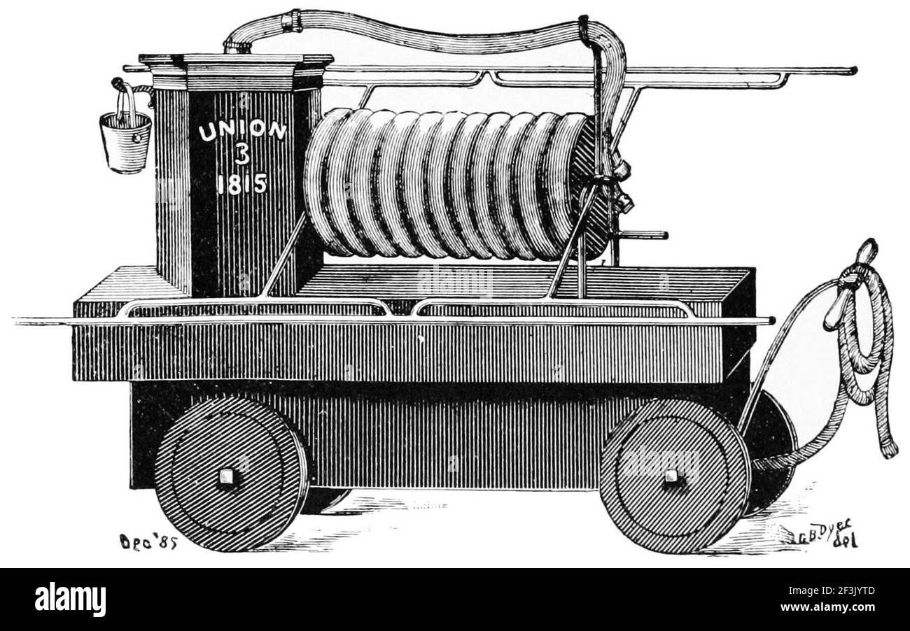 Early hand tub providence fire dept Stock Photo - Alamy