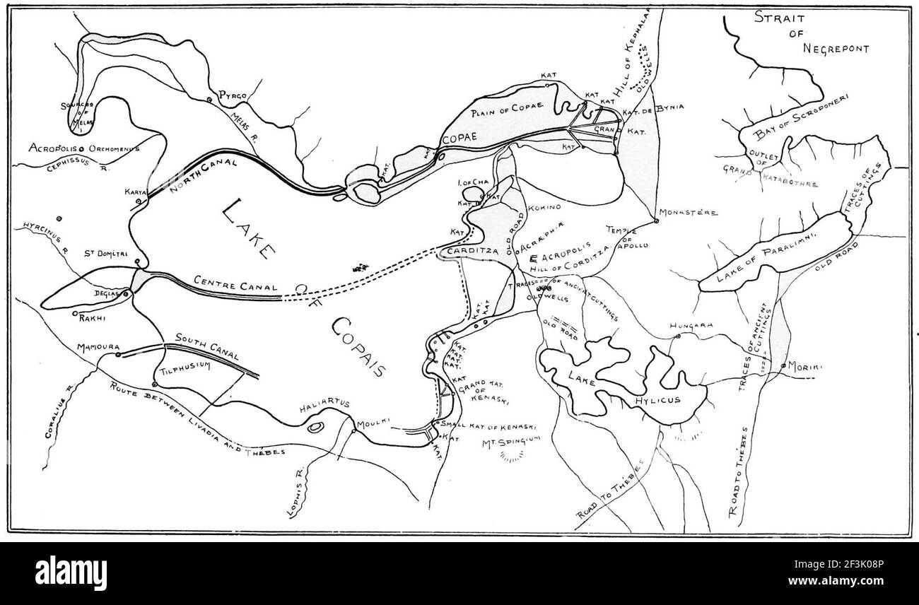 Map of lake copais and surroundings Stock Photo - Alamy