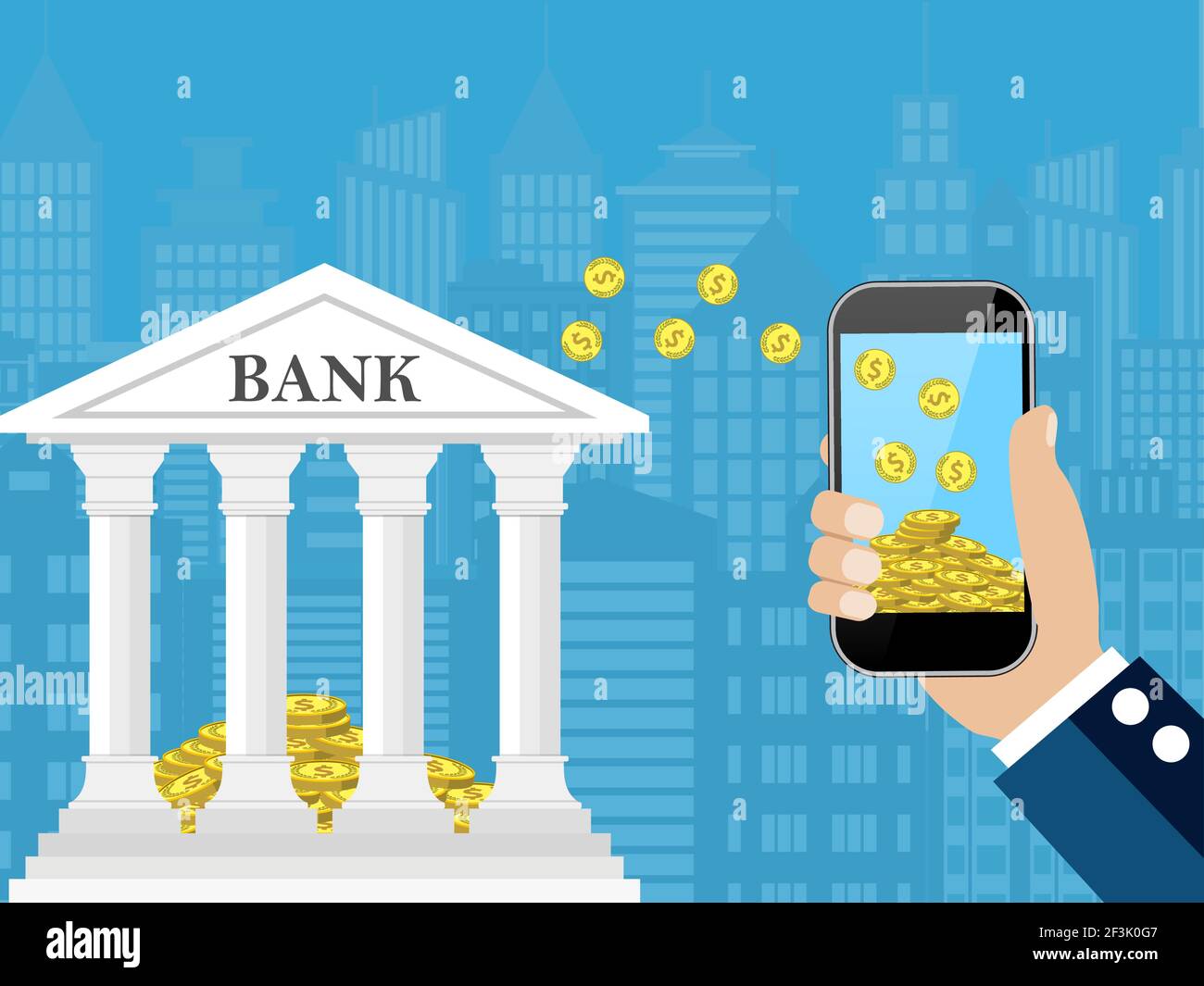 Hand holding mobile money Stock Vector Images - Alamy
