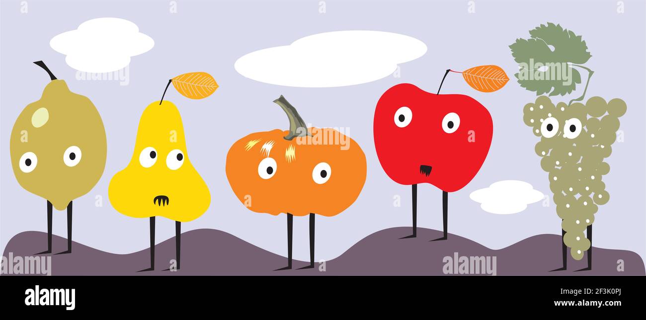 Funny fruits cartoon characters Stock Vector Image & Art - Alamy