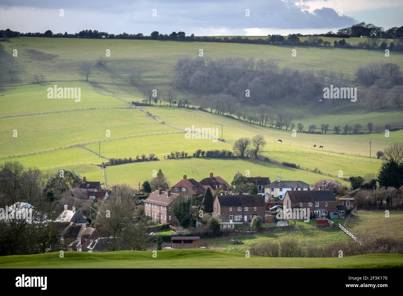 Pyecombe, March 13th 2021: Walking in the countryside at Pyecombe near ...