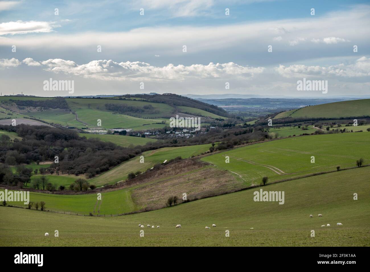 Pyecombe, March 13th 2021: Walking in the countryside at Pyecombe near ...