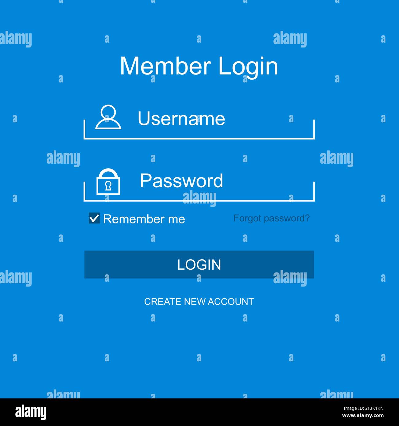 Login form menu with simple line icons Stock Vector Image & Art - Alamy