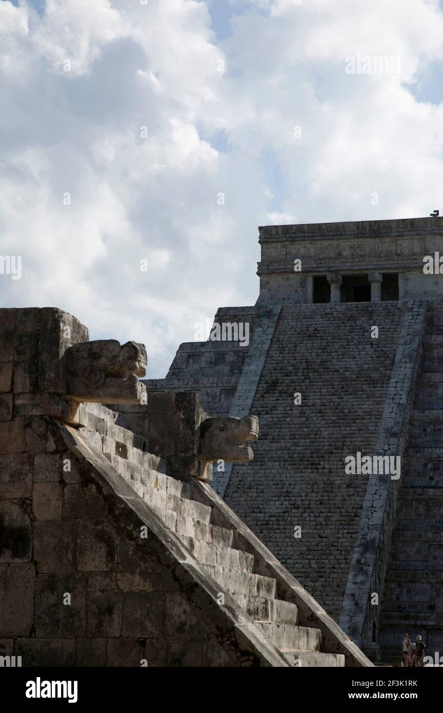 Platform of Venus and the Temple of Kukulkan, El Castillo, Chichen Itza ...