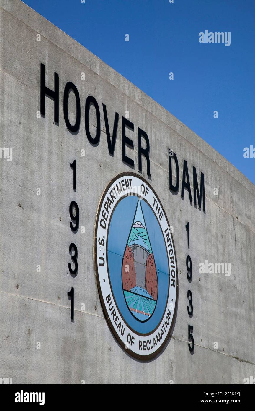 Hoover Dam sign, Nevada and Arizona Stock Photo - Alamy