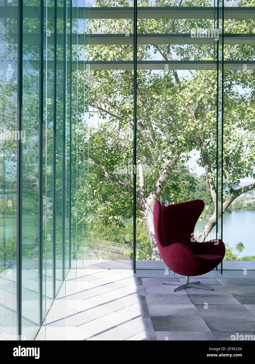 Arne Jacobsen chair in the corner of modern room, Lakeshore View ...