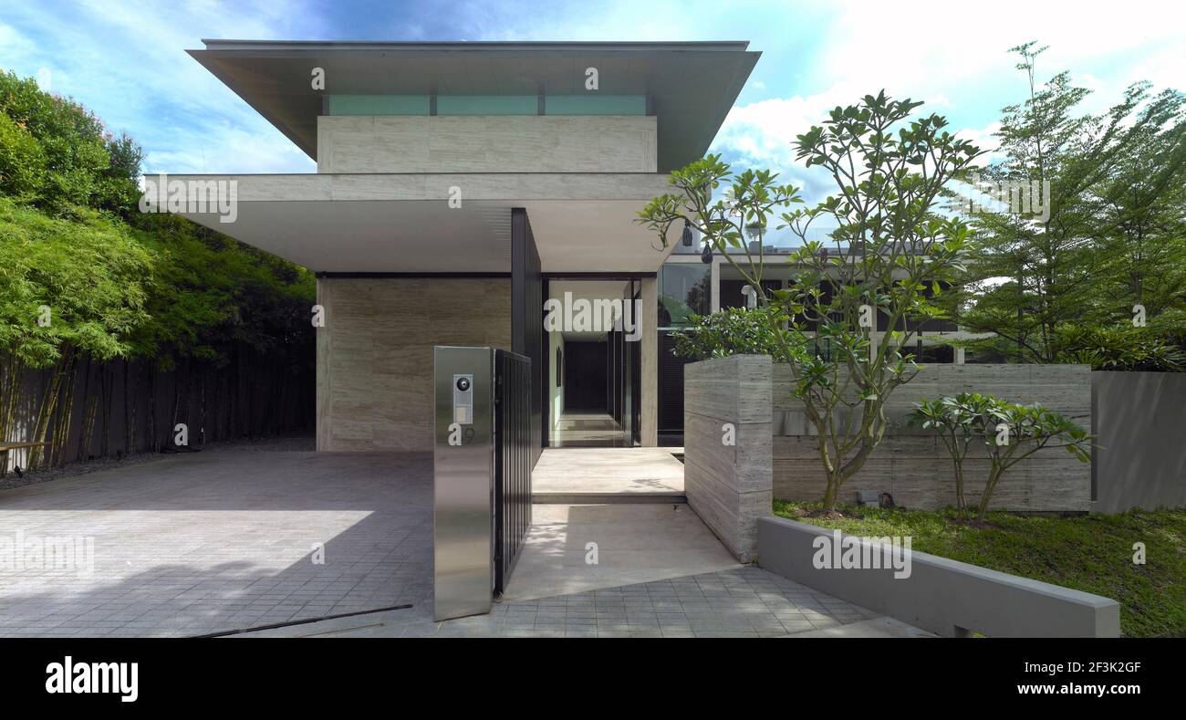 Driveway entrance and intercom, Private Residence, Singapore Stock ...
