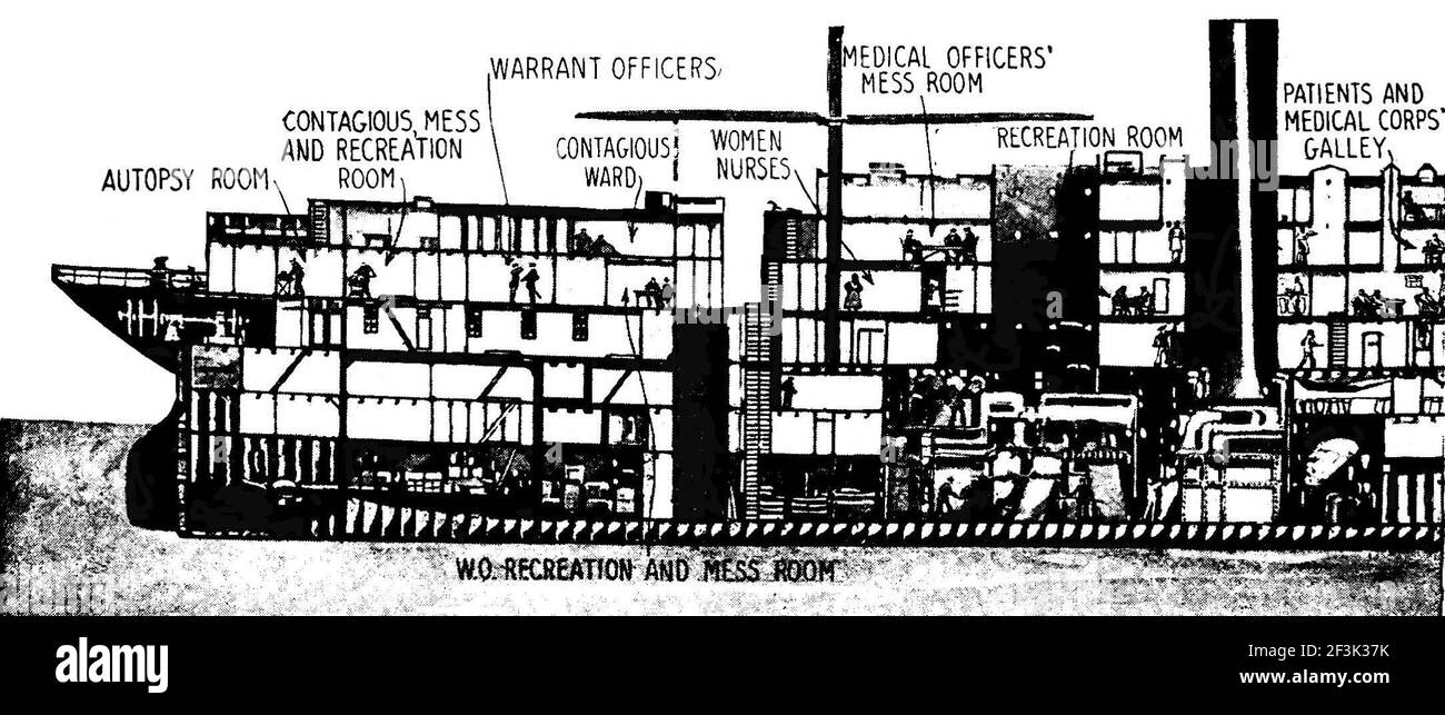 Sectional view of the hospital ship Stock Photo - Alamy
