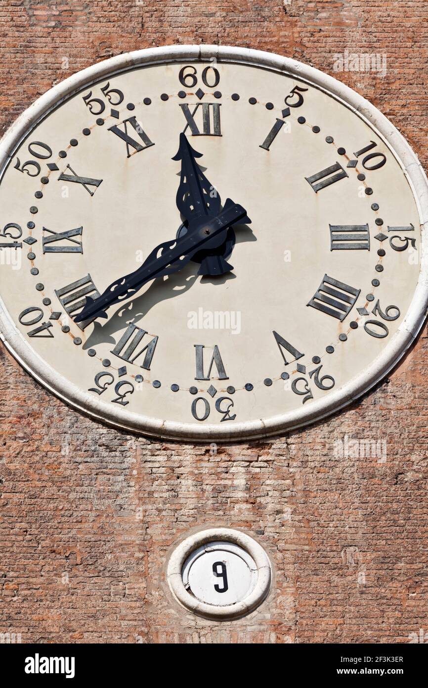 Watchtower clock of the Castello Estense Ferrara Emilia-Romagna Italy ...
