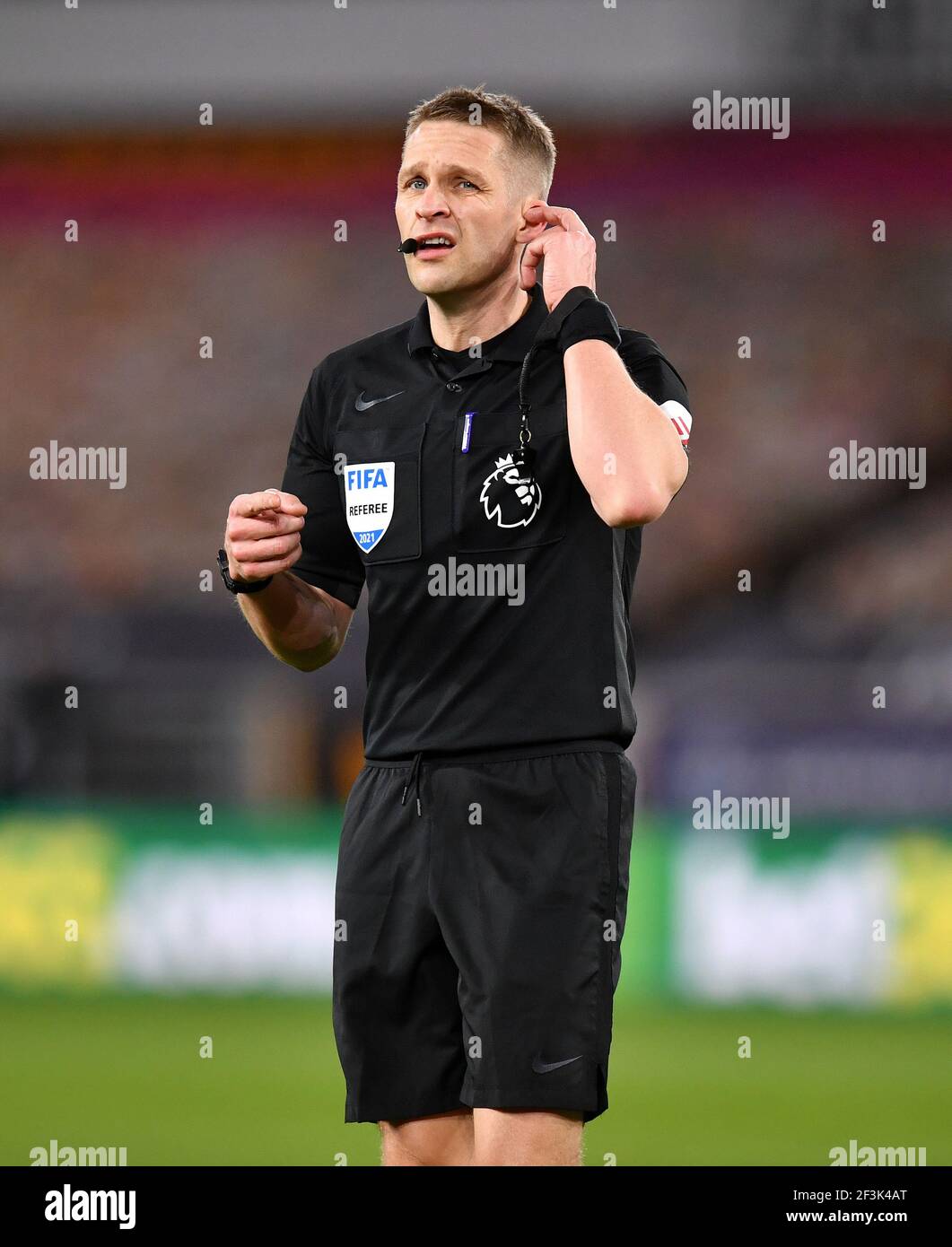 Referee Craig Pawson during the Premier League match at Molineux ...