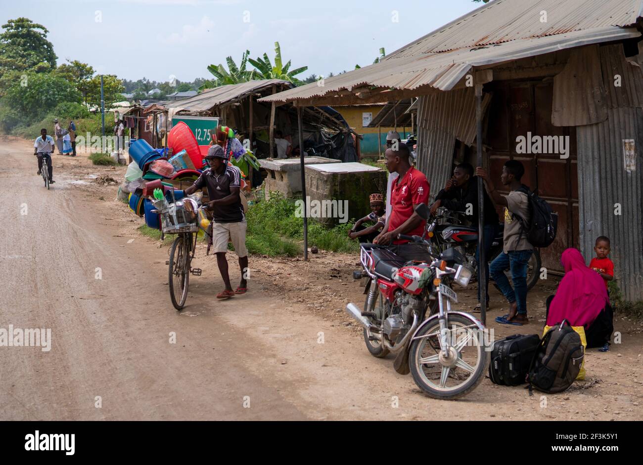 Zanzibar, Tanzania - JANUARY 2020: Black African Man with Bicycle ...