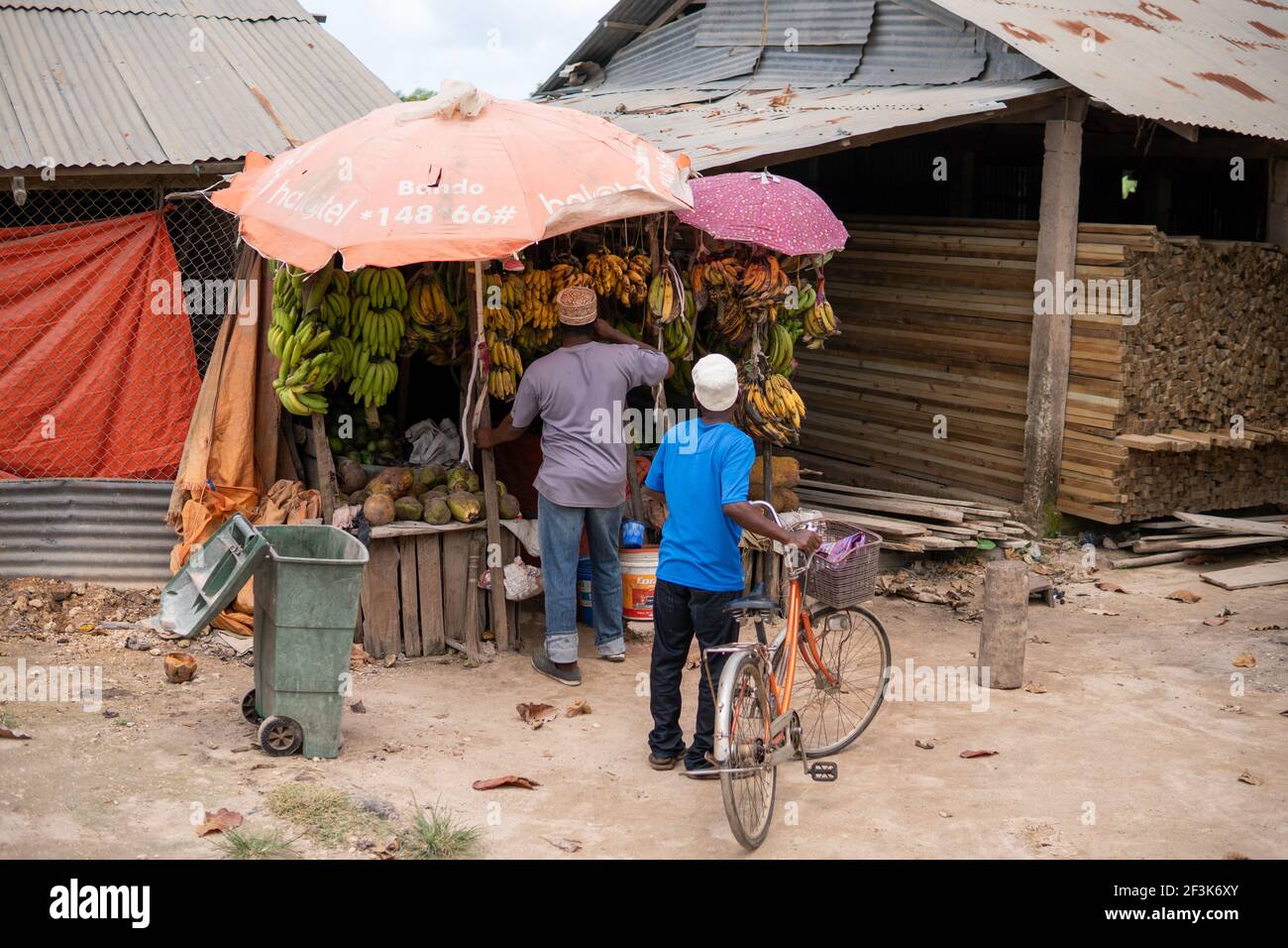 Zanzibar, Tanzania - JANUARY 2020: Black African People Vendors at the ...