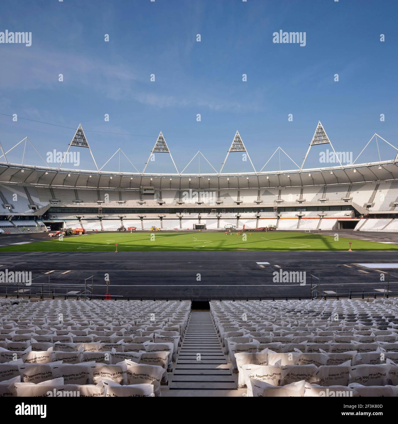 Seating and pitch of 2012 Olympic Stadium, Stratford, London Stock ...