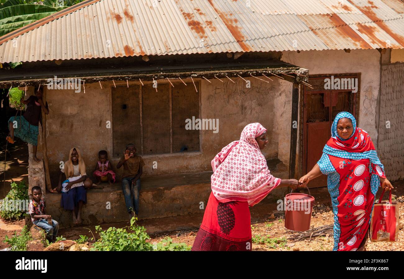 Zanzibar, Tanzania - JANUARY 2020: Black African People in their Usual ...