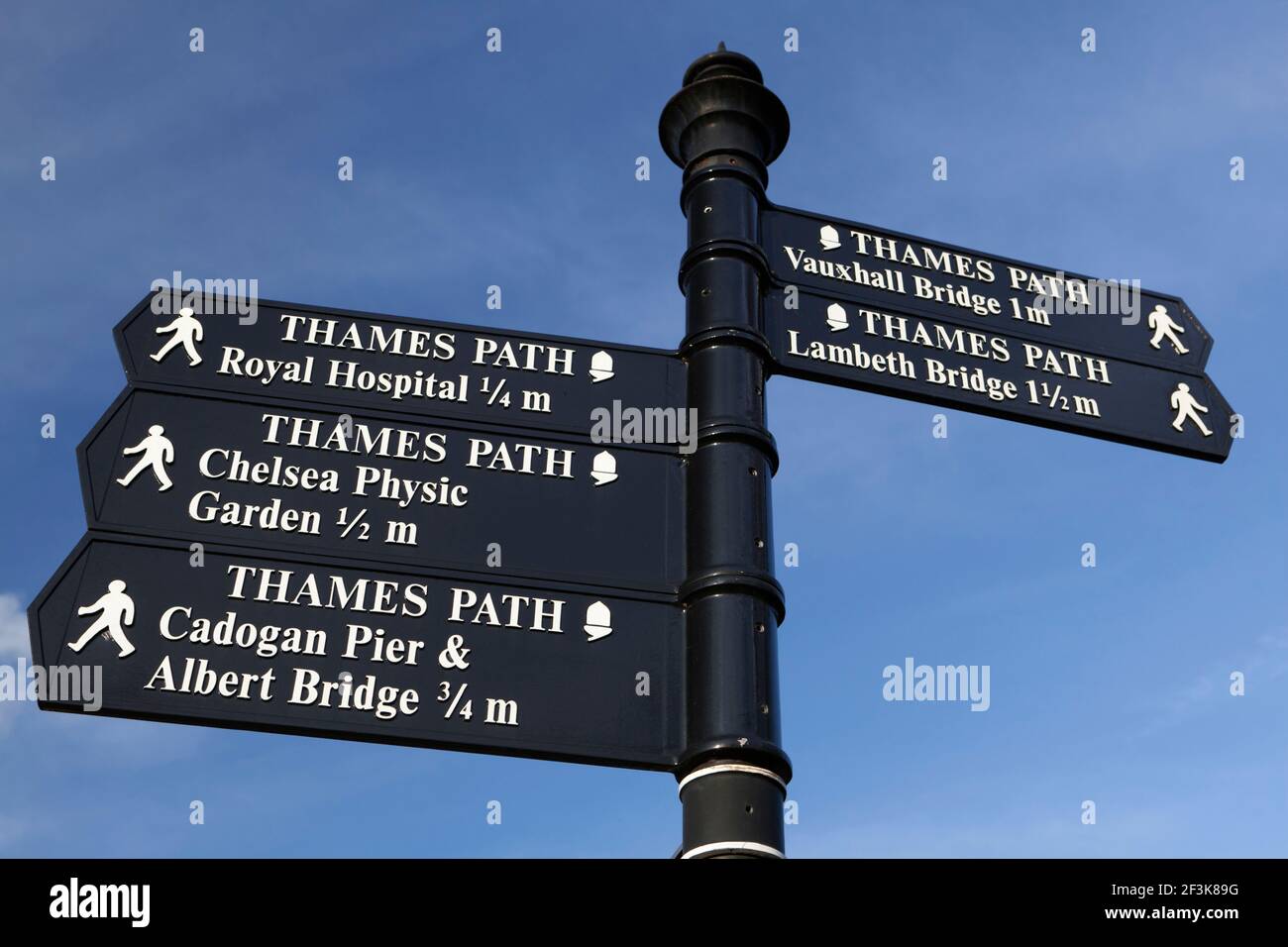 Pedestrian direction signs, Chelsea Embankment, London, SW11, England ...