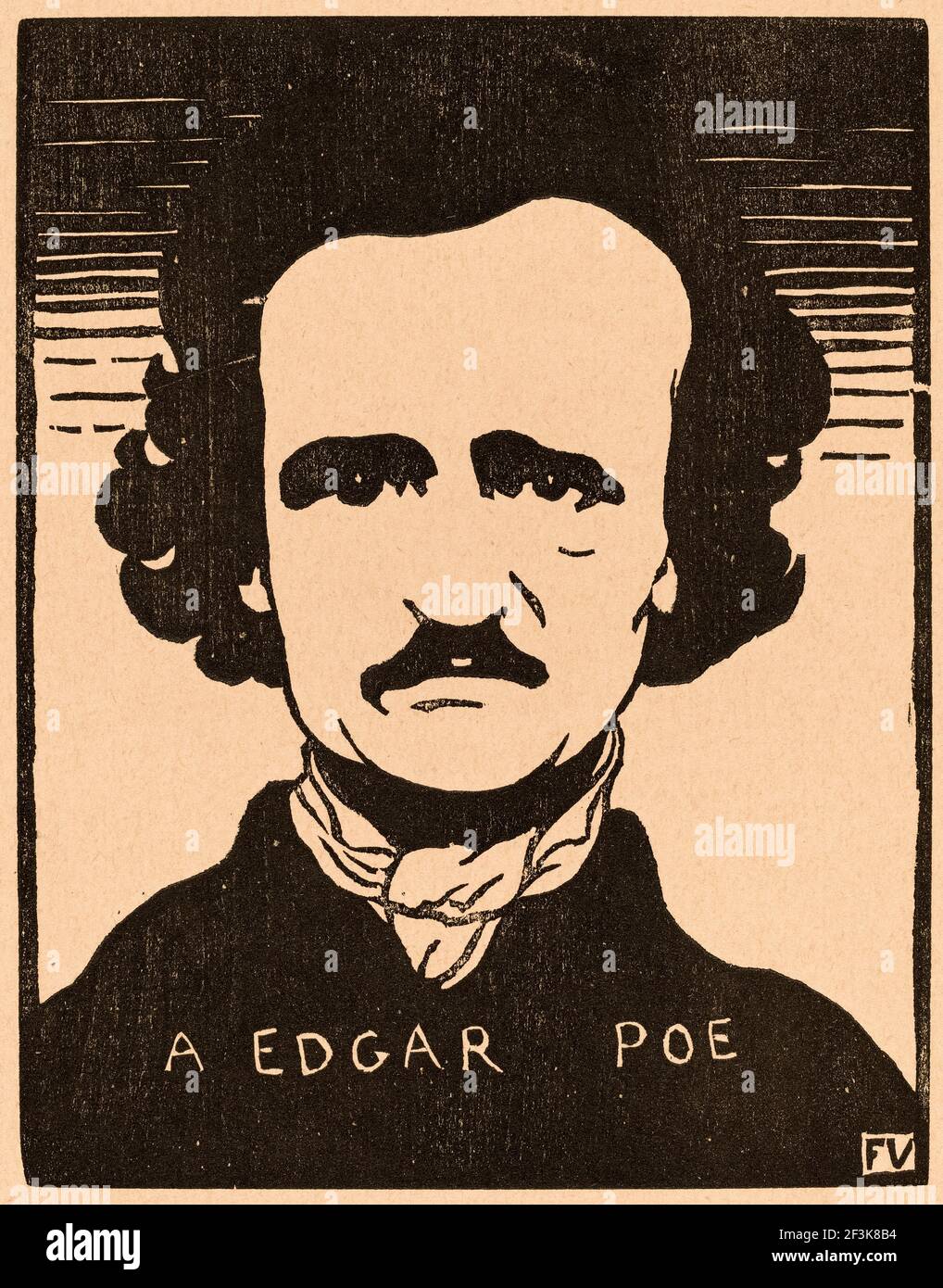 Edgar Allan Poe (1809-1849), American writer and poet, woodcut portrait ...