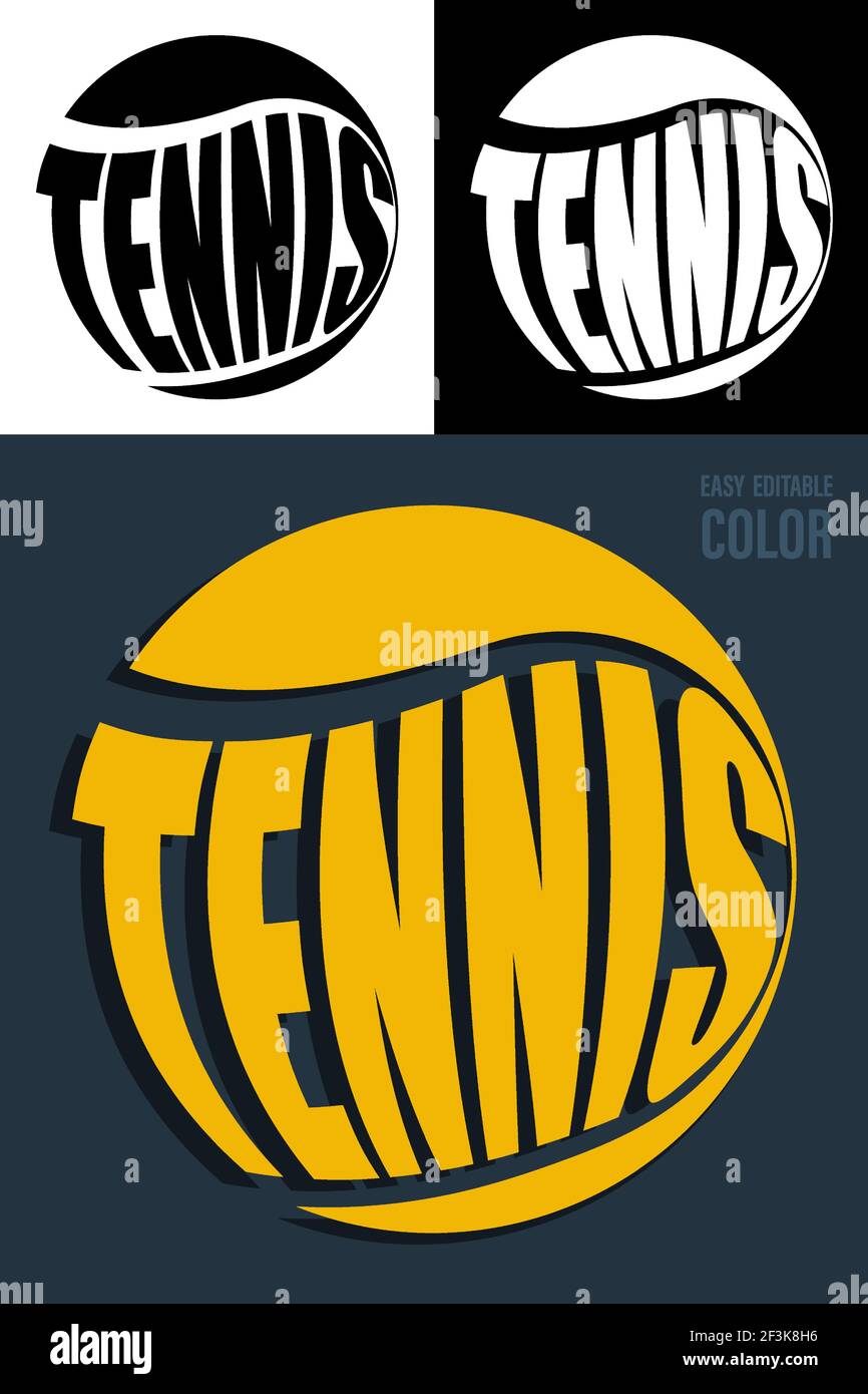 Volumetric letters with name TENNIS on background of sports ball ...