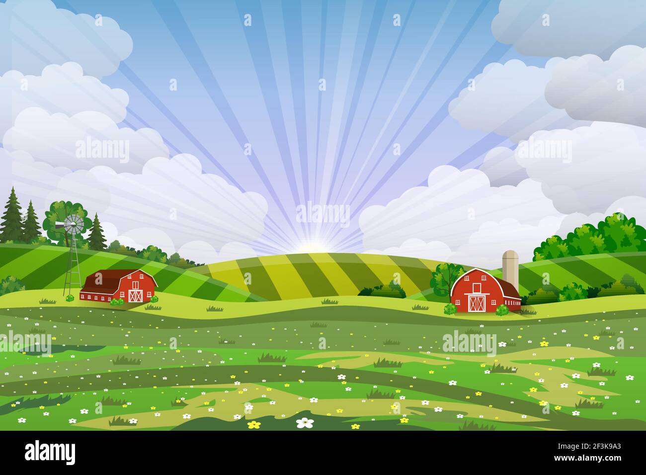 Cartoon Farm Field Background
