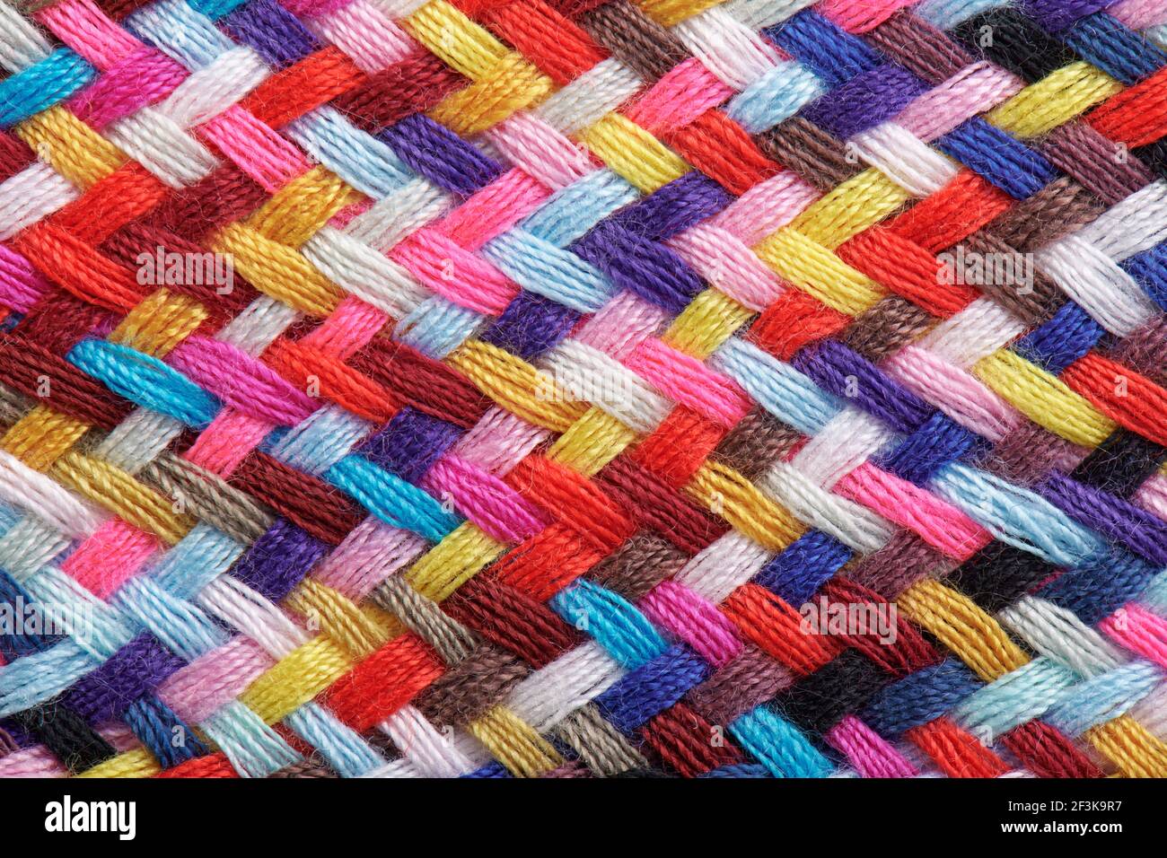 A braid of multi-colored sewing threads, macro photography Stock Photo ...