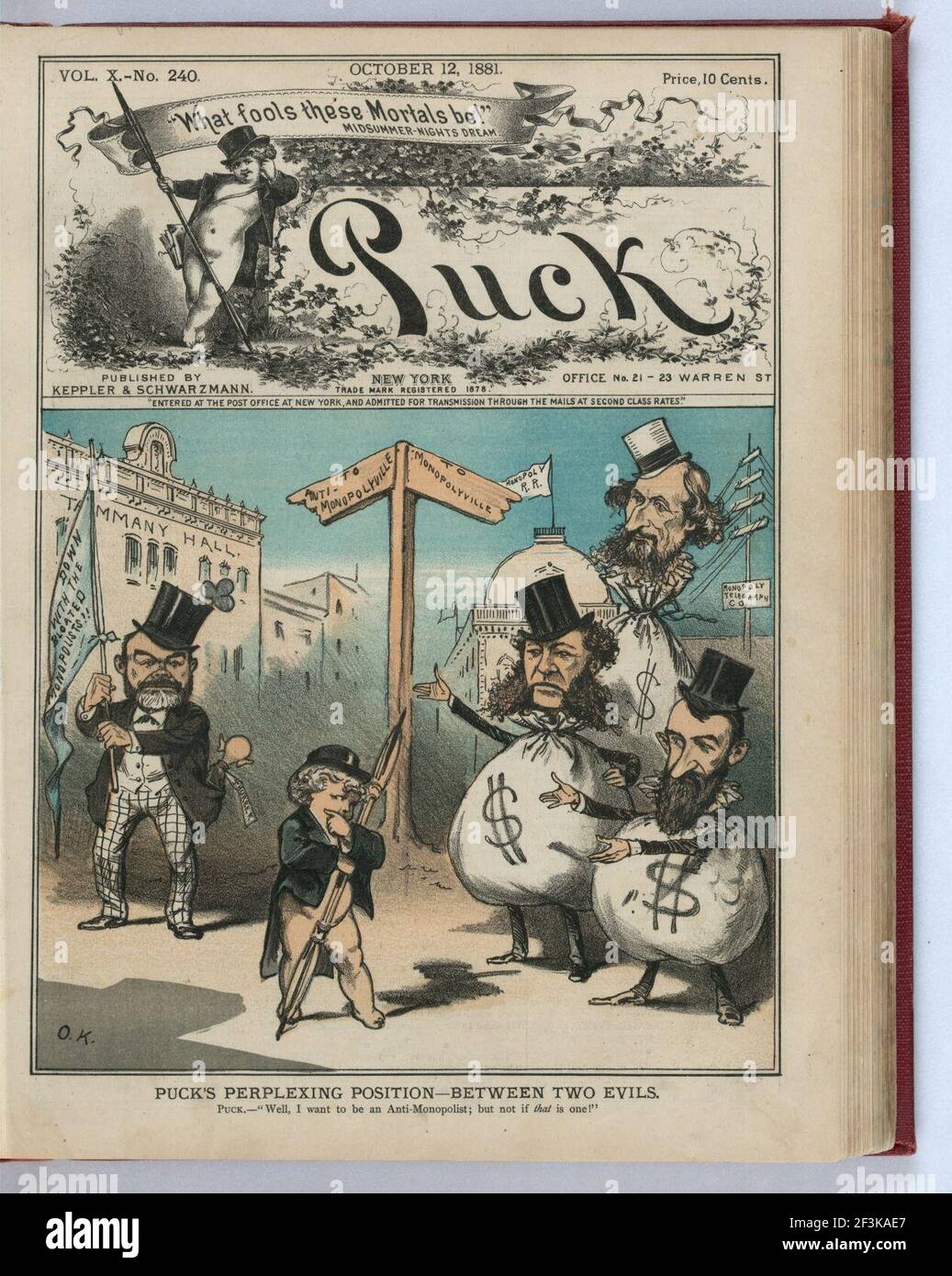 Puck's perplexing position - between two evils - D.K Stock Photo - Alamy